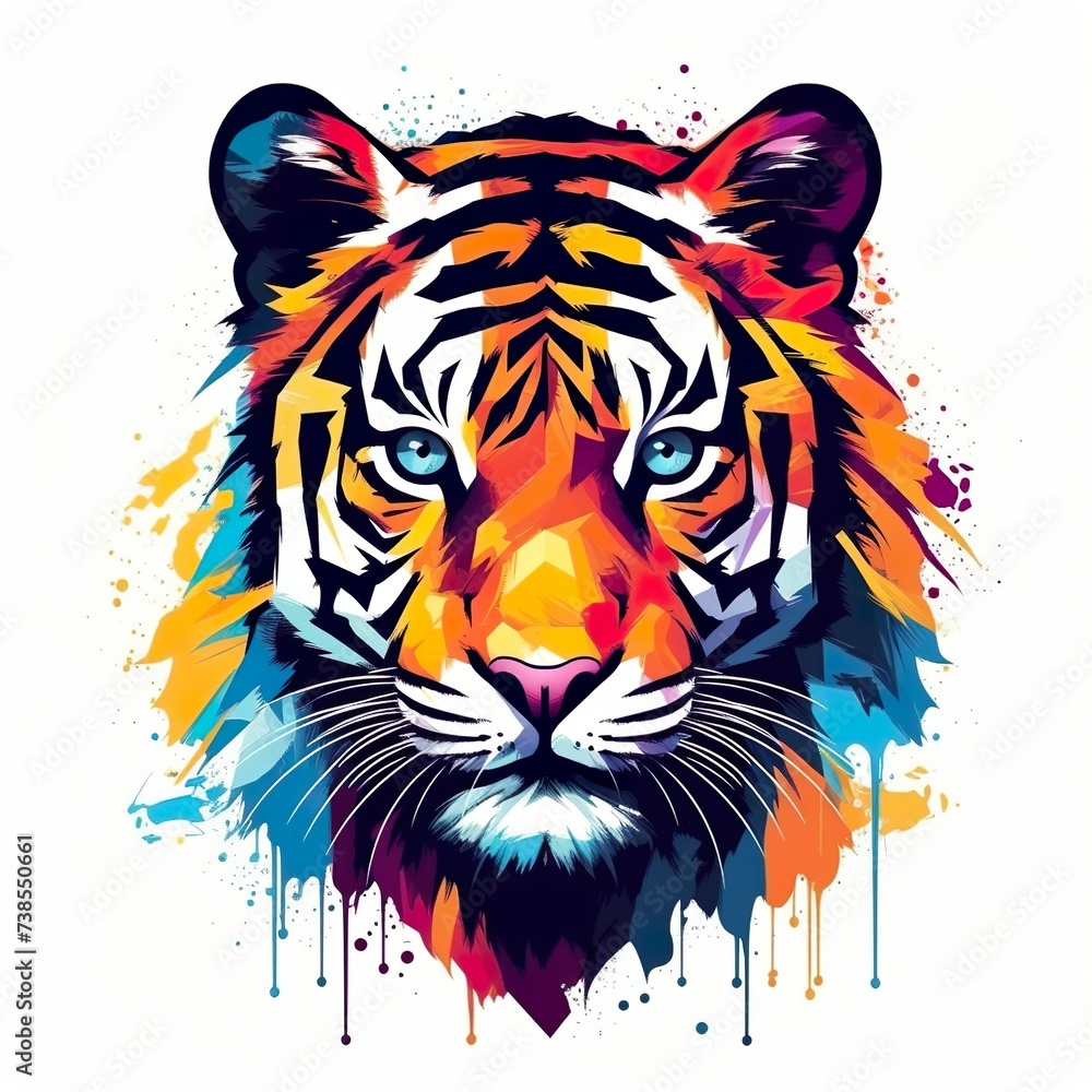 tiger head illustration art for t shirt design isolated on white ...