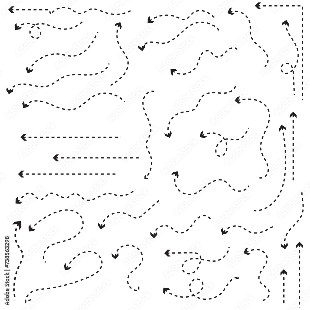 Curved dotted arrow. Zigzag arrow stripes design with dotted lines ...