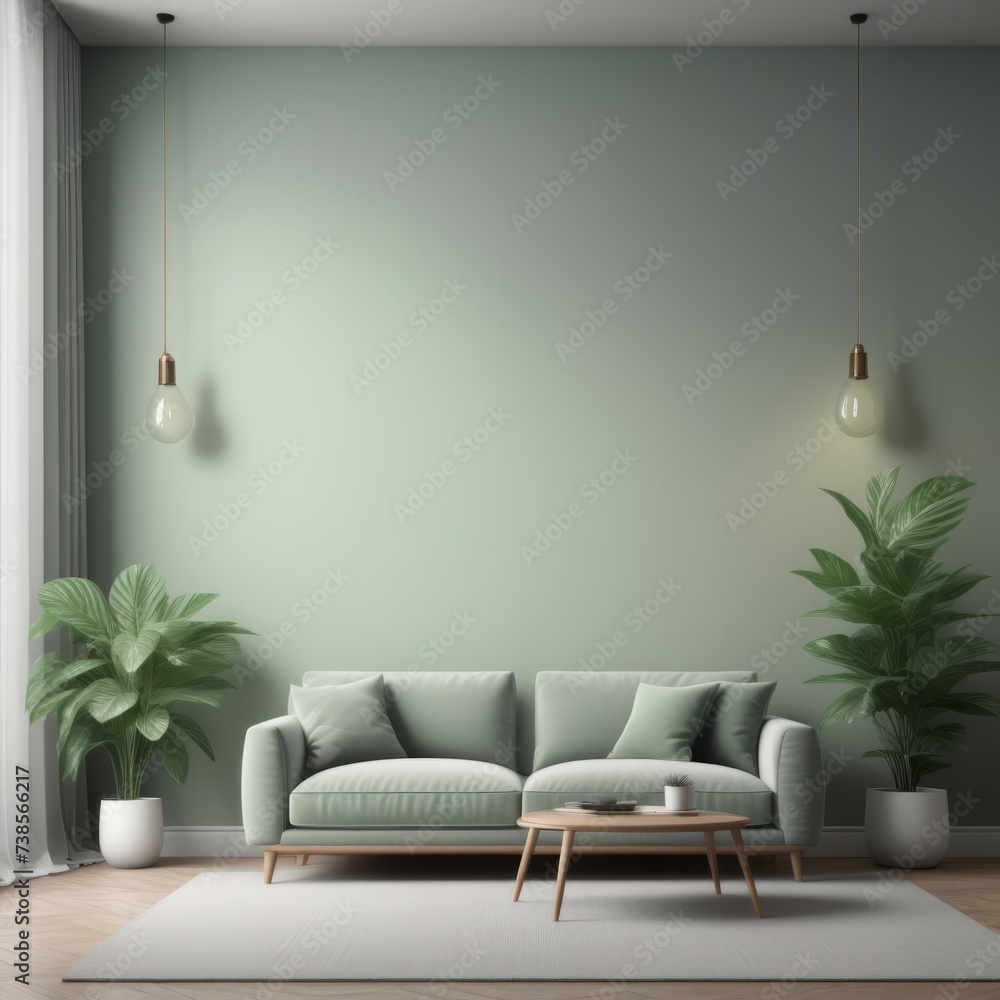 modern interior with sofa in empty room. design for home, 3d render ...