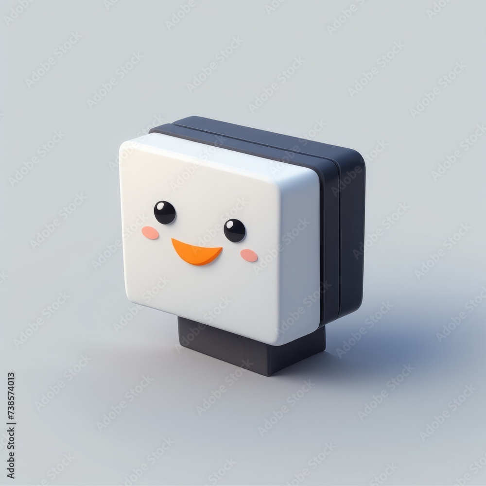 3d illustration. cute cartoon character of cube with smile. isolated on ...