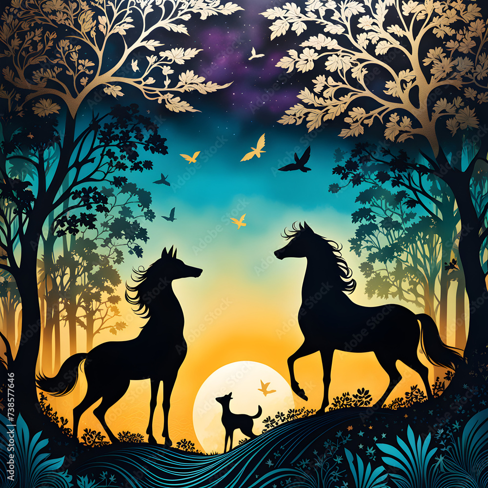 Foil stamping art using shadow play and silhouettes creates a ...