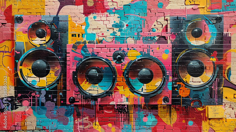 Music Graffiti Wall 3D Rock Music Graffiti Wall Mural Wallpaper LQH