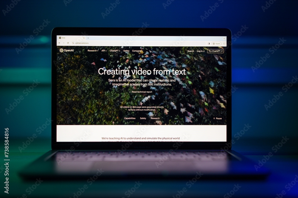 Openai Sora New Text To Video Ai Model Illustration On Screen Chatgpt