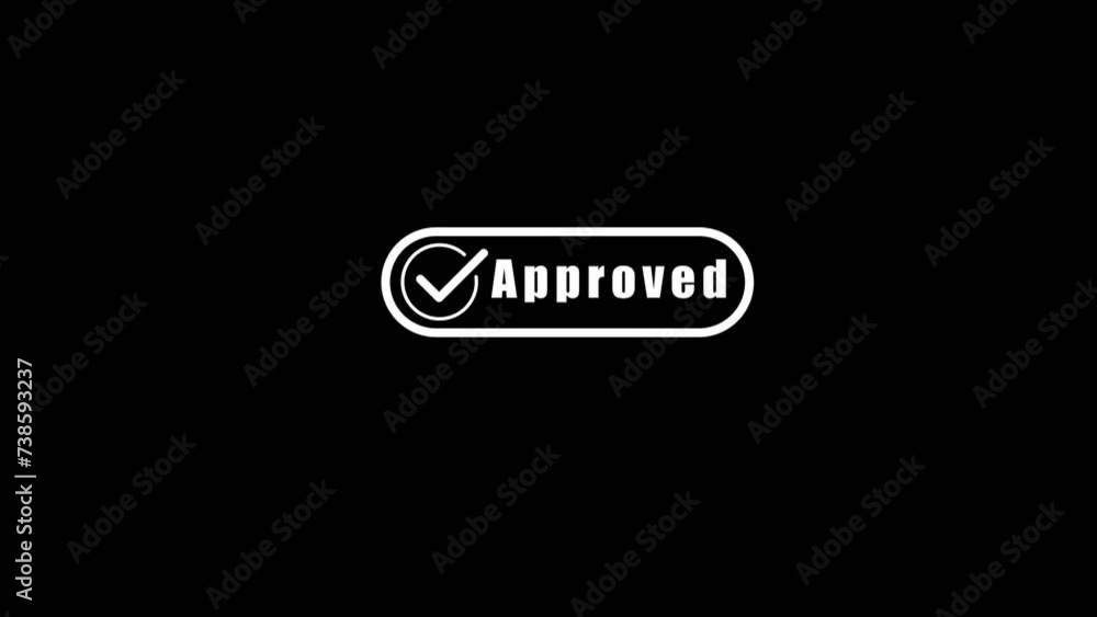 Approved stamp animation. Approved text label stamp with checklist ...
