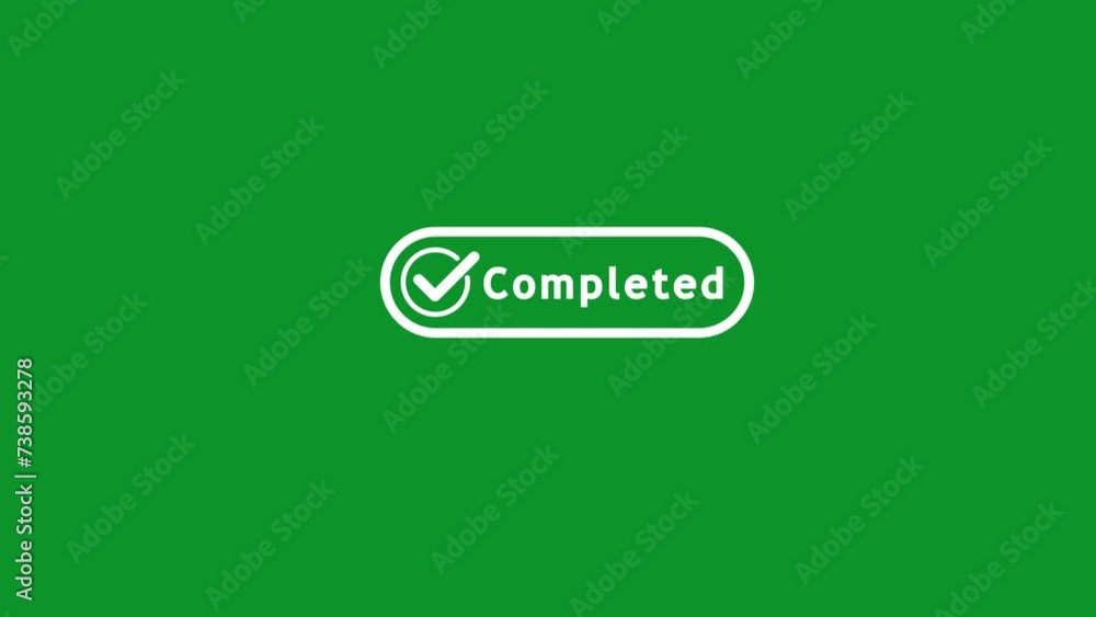 Completed stamp animation. Completed text label stamp with checklist ...
