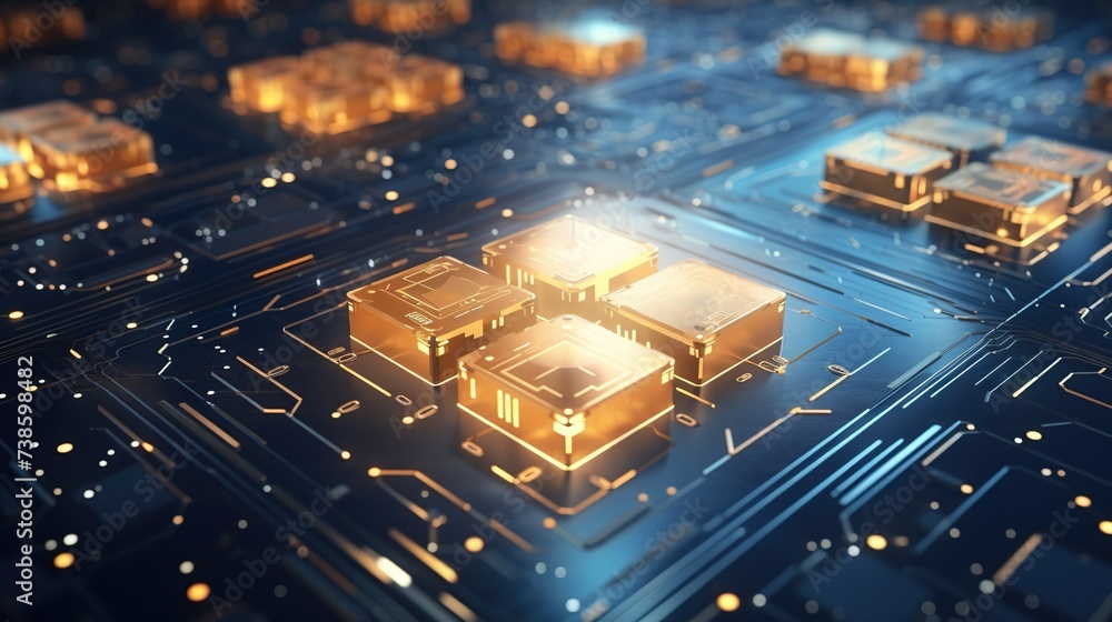 Futuristic quantum computing technology. Central processing unit ...