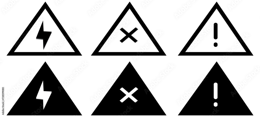 Electric shock danger icon. High voltage shock caution sign with ...