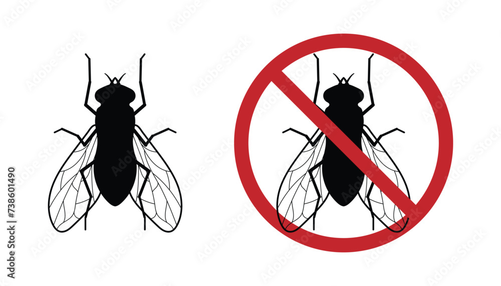 Housefly on a white background. Flies symbol in shadow form. House ...