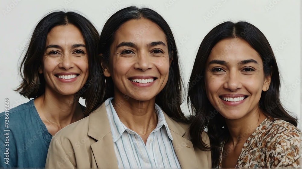 Multi ethnic diverse inclusive woman of different ages smiling at ...