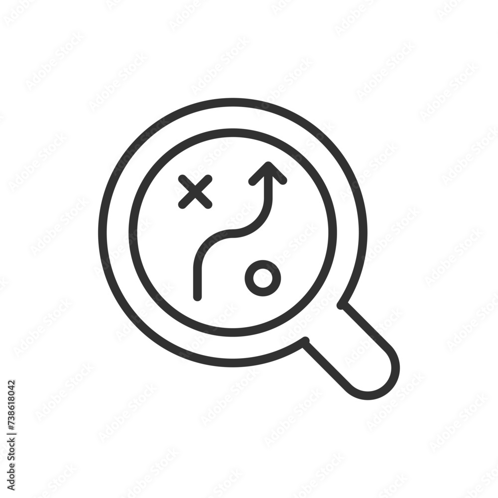 Strategic analysis, linear icon. Finding a solution and a path to ...