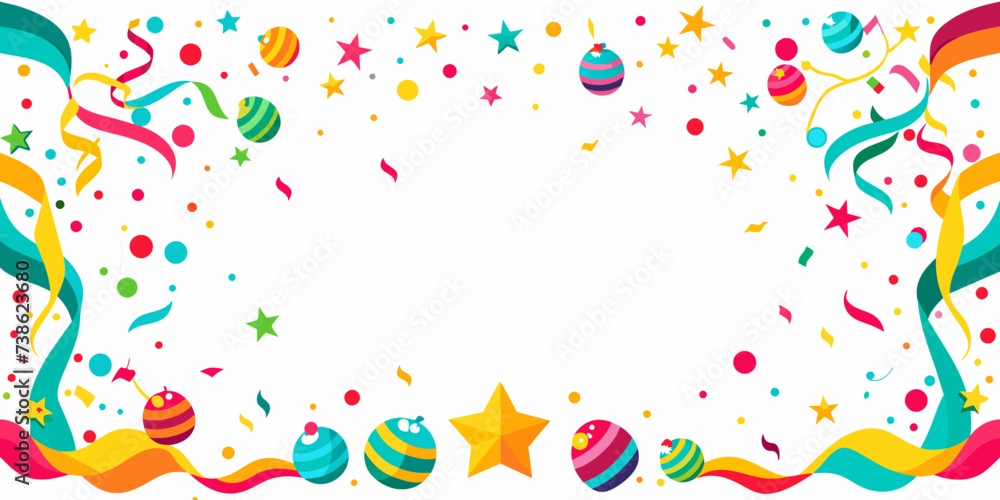 Celebration background with colorful confetti and party ribbons ...