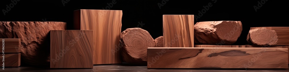 On this wide banner, the classic allure of aged teak wood texture forms ...