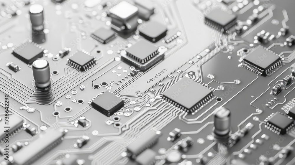 White texture background of printed circuit board. Computer technology ...