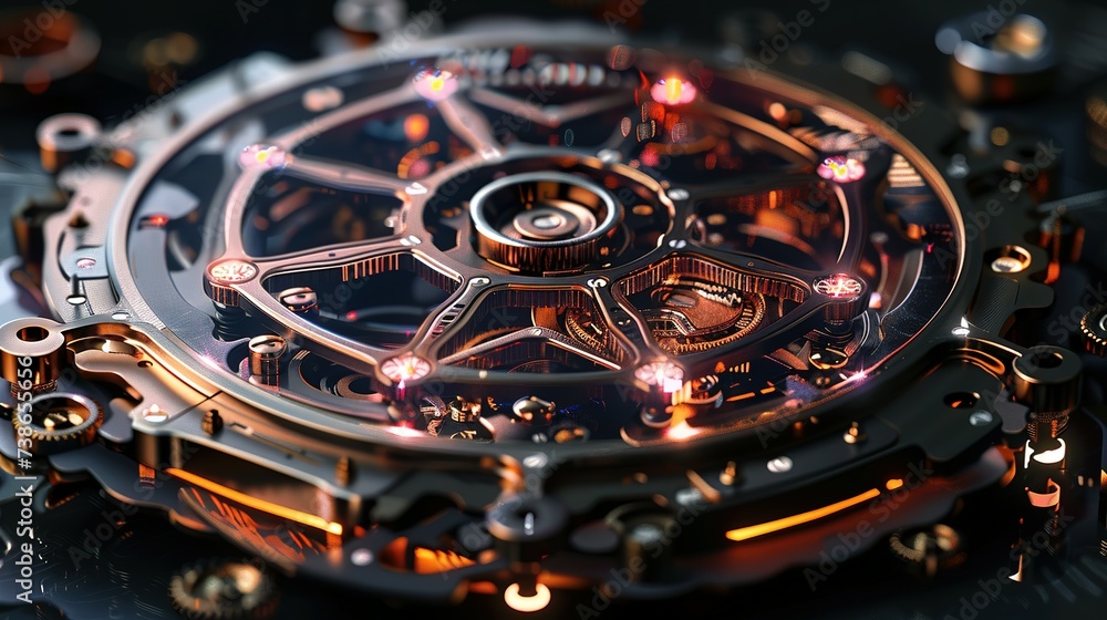 Beautiful and detailed internal structure of a watch Stock Illustration ...