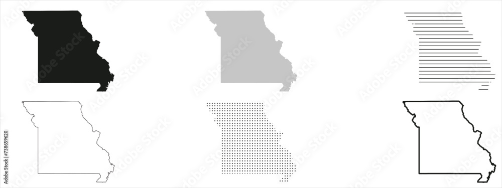Missouri State Map Black. Missouri map silhouette isolated on ...