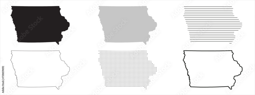 Iowa State Map Black. Iowa map silhouette isolated on transparent ...