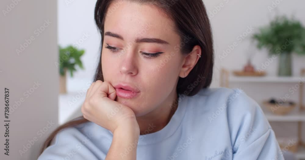 Closeup sad crying woman. Unhappy insulted upset distraught hopeless ...