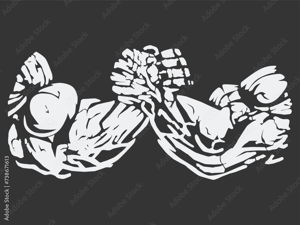 Sketch Strong Arm Wrestling Fighting Doodle Hand Drawing Illustration ...