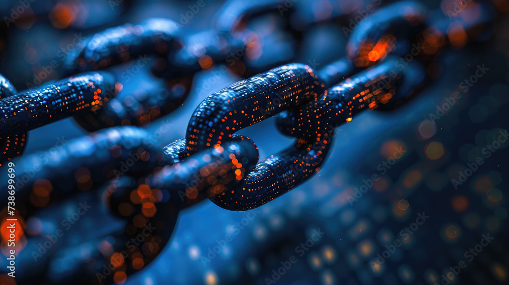 In a visually captivating representation of blockchain technology ...