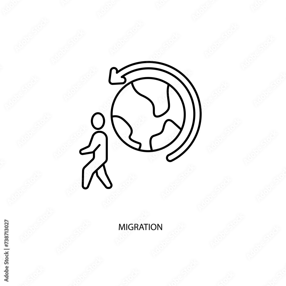 migration concept line icon. Simple element illustration. migration ...
