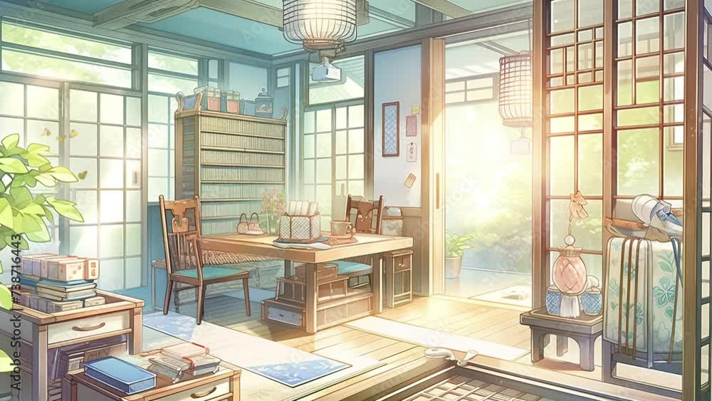 Quaint Japanese Study Room Featuring a Traditional Calligraphy Set ...