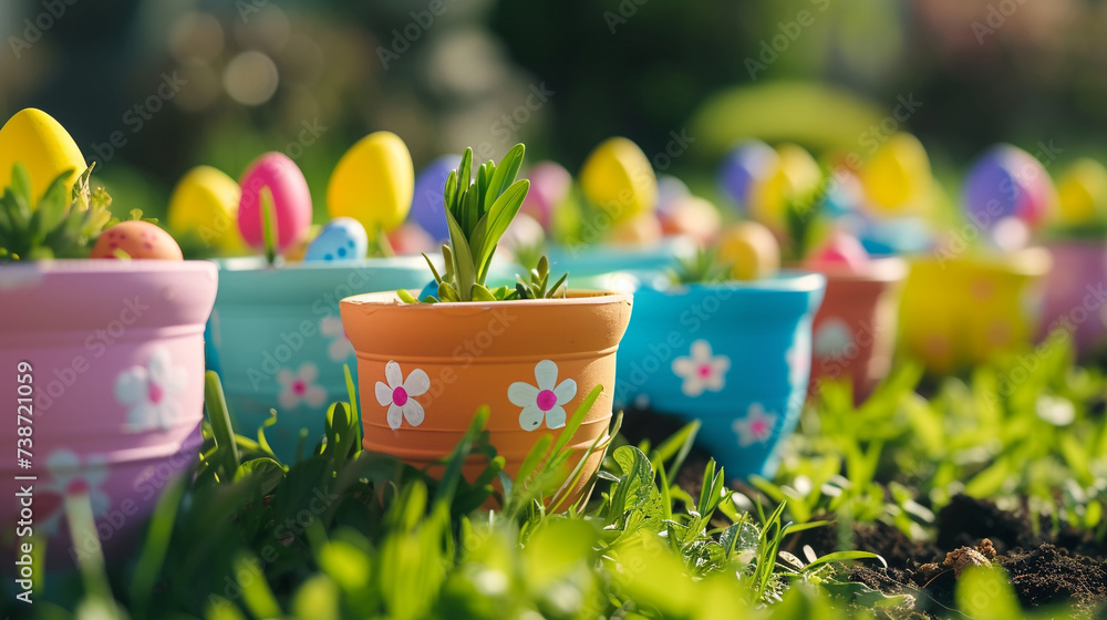 A family Easter DIY garden project, with families planting and ...