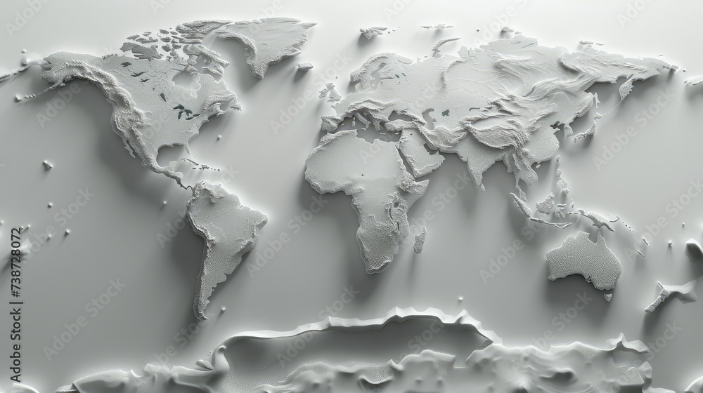 2d map of the world graphic black and white. Generative AI. Stock Photo ...