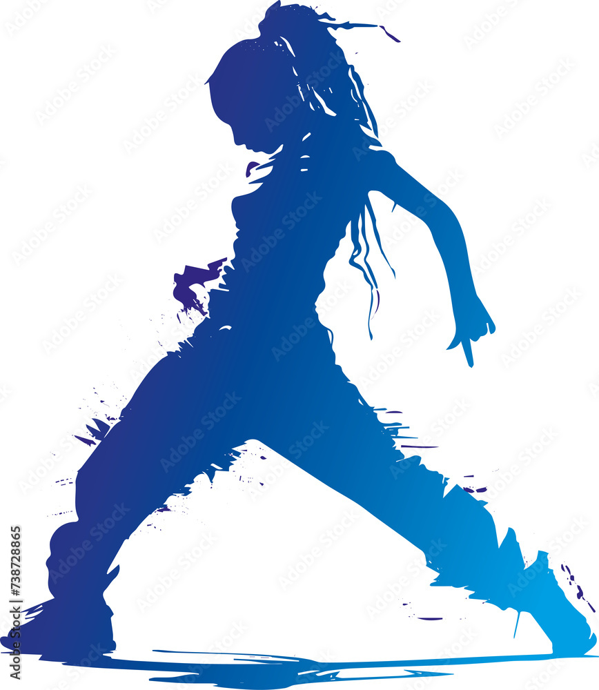Danseuse hip hop - Silhouette dégradé bleus en mouvement - frutiger ...