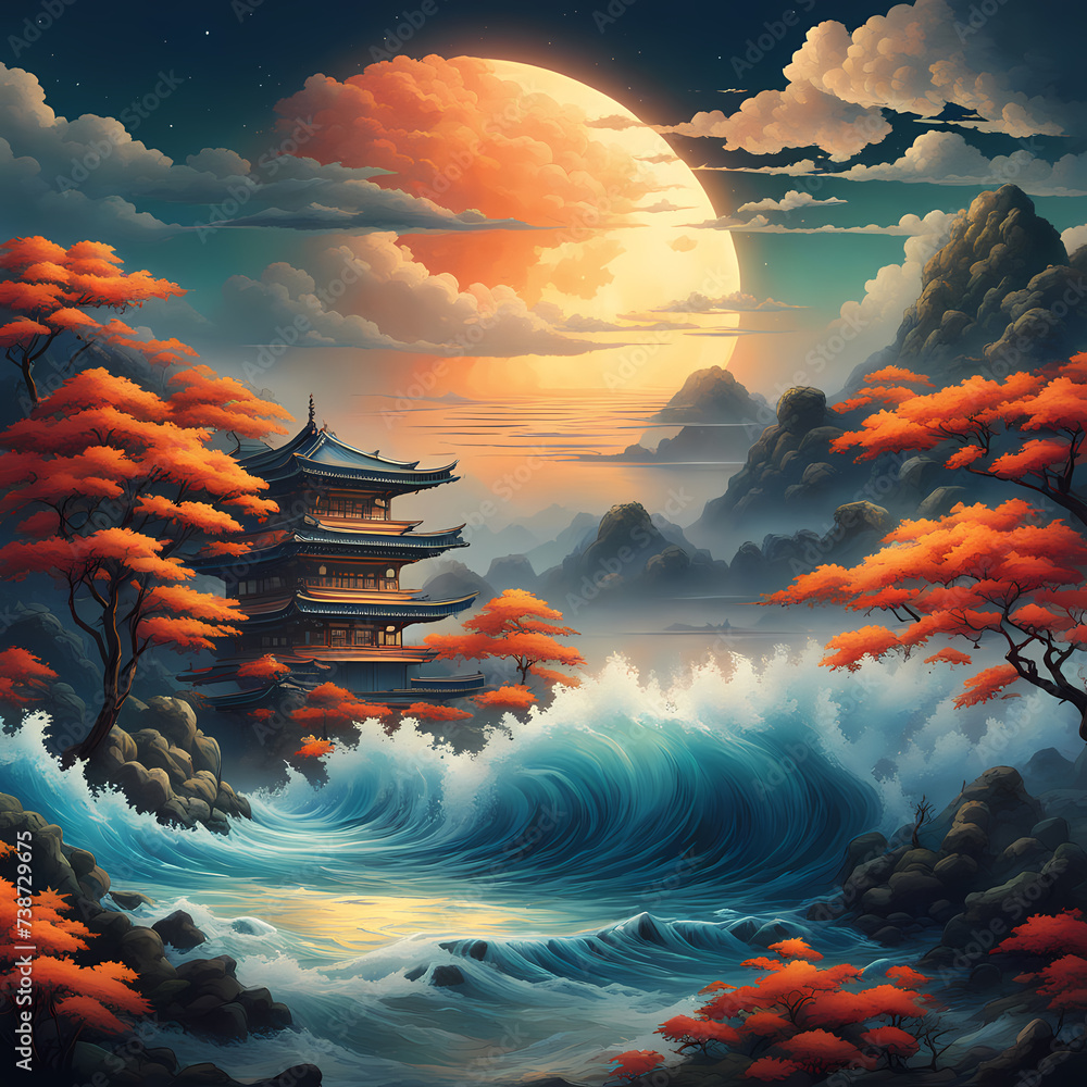 chinese temple at night, chinese night, sky chinese, chinese, night ...