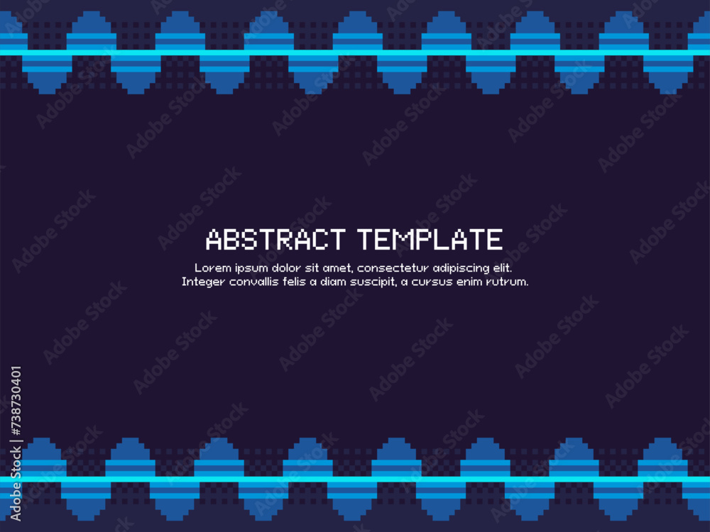 Pixel Art Styled Decoration Swirling Lines Frame Template with Dark ...