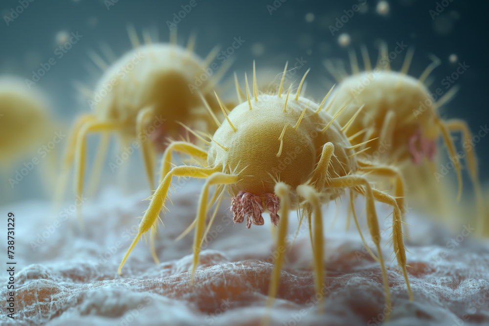 Dust mites that cling to fabric cause allergies.Dust mites that cling ...
