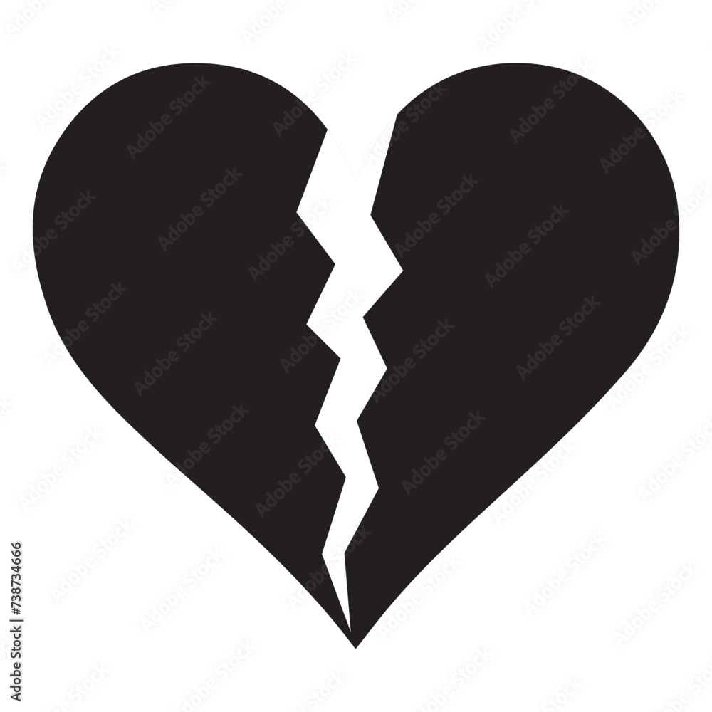 Two parts of broken heart. Valentine heart simbol. Wedding Vector heart ...