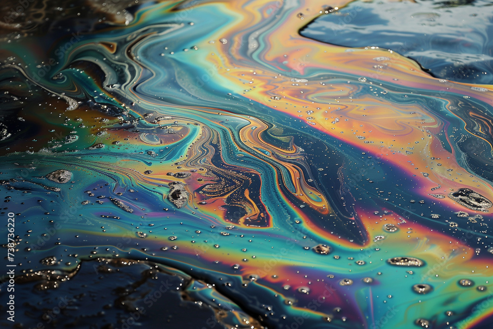 Spilled oil slick captured in photographs Stock Illustration | Adobe Stock