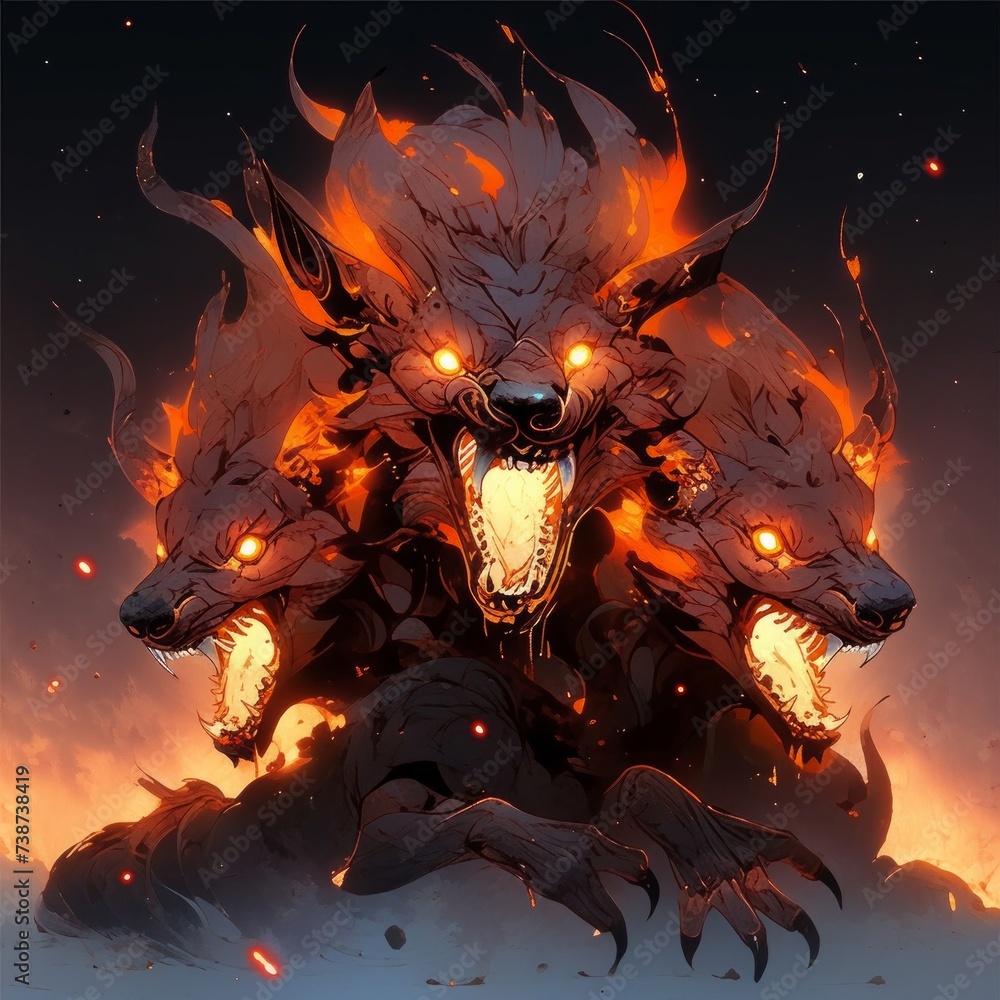 The mythical creature Chimera in Greek mythology with three extremely ...