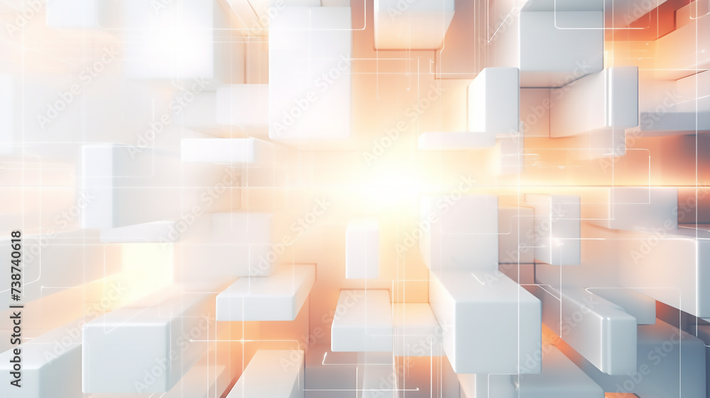 Modern white and light grey square overlapped pattern on background ...