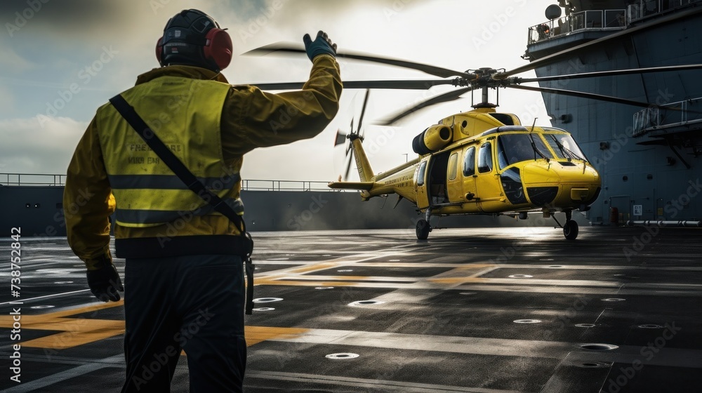 The signal transmitter sends the signal to helicopters on the flight ...