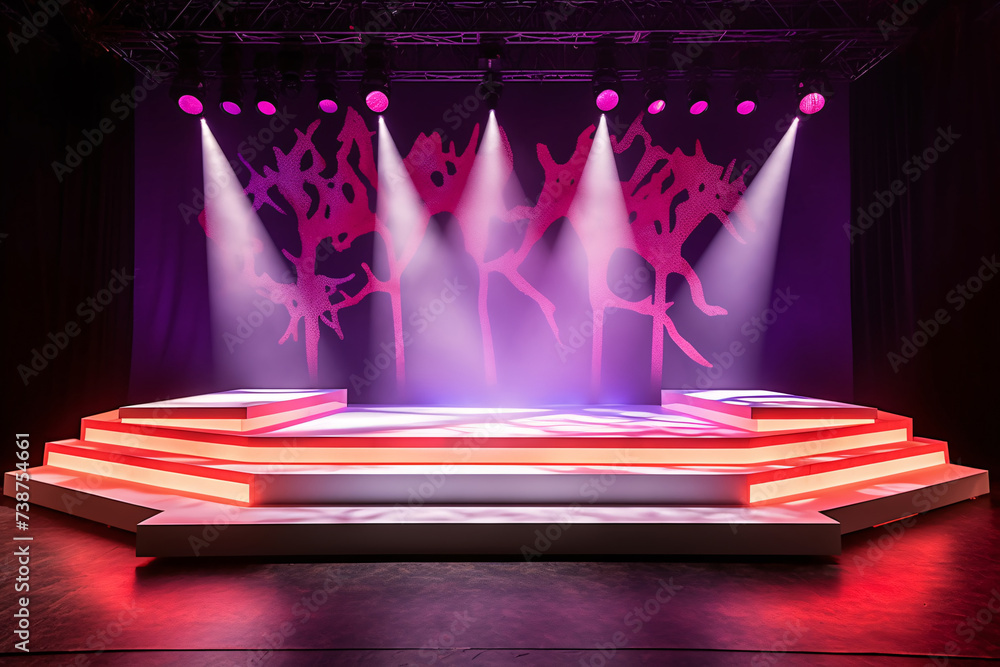 Modern Dance Stage Light Background With Spotlight Illuminated For Modern Dance Production Stage