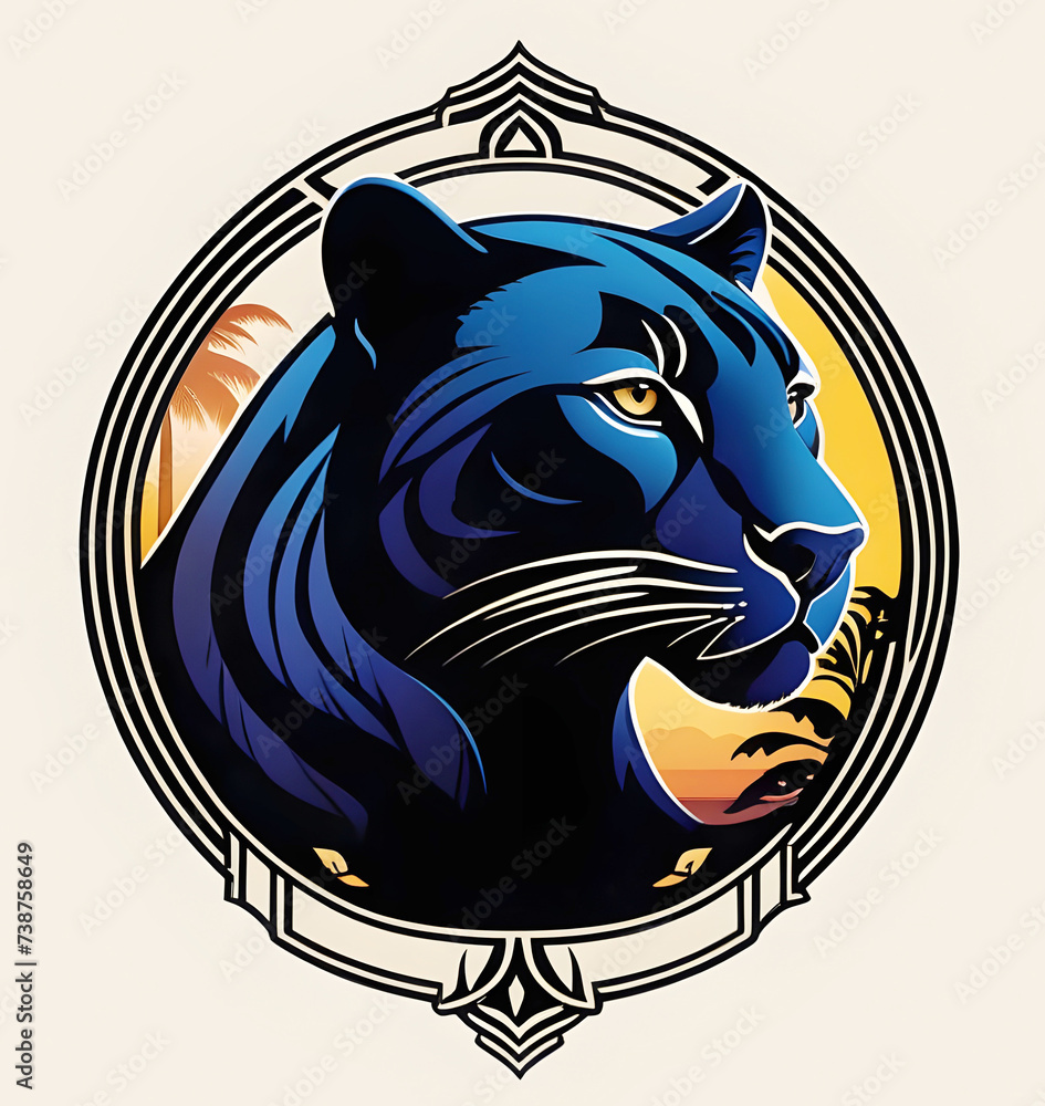Panther Vector logo design on cream background side view, panther icon ...