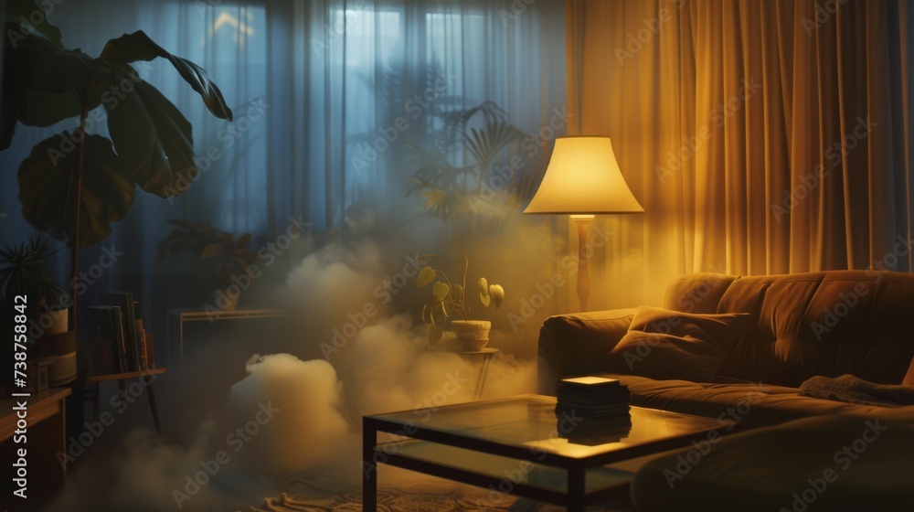 Cloud in the living room. The interior is in a modern style with a real ...