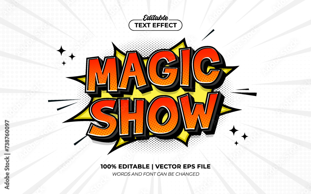 Magic Show 3d Cartoon Pop Art Editable Text Effect Template Style ...