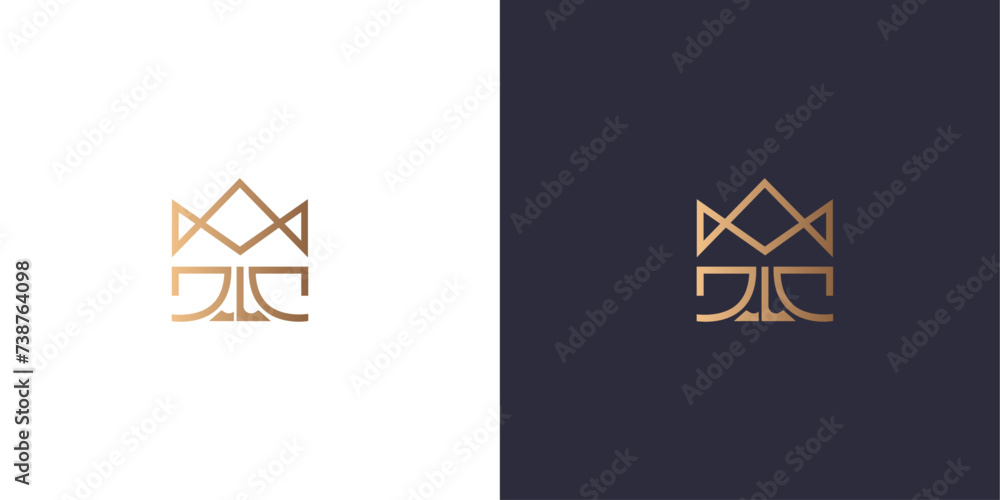 Letter D, L and C logo monogram with crown, minimal style identity ...
