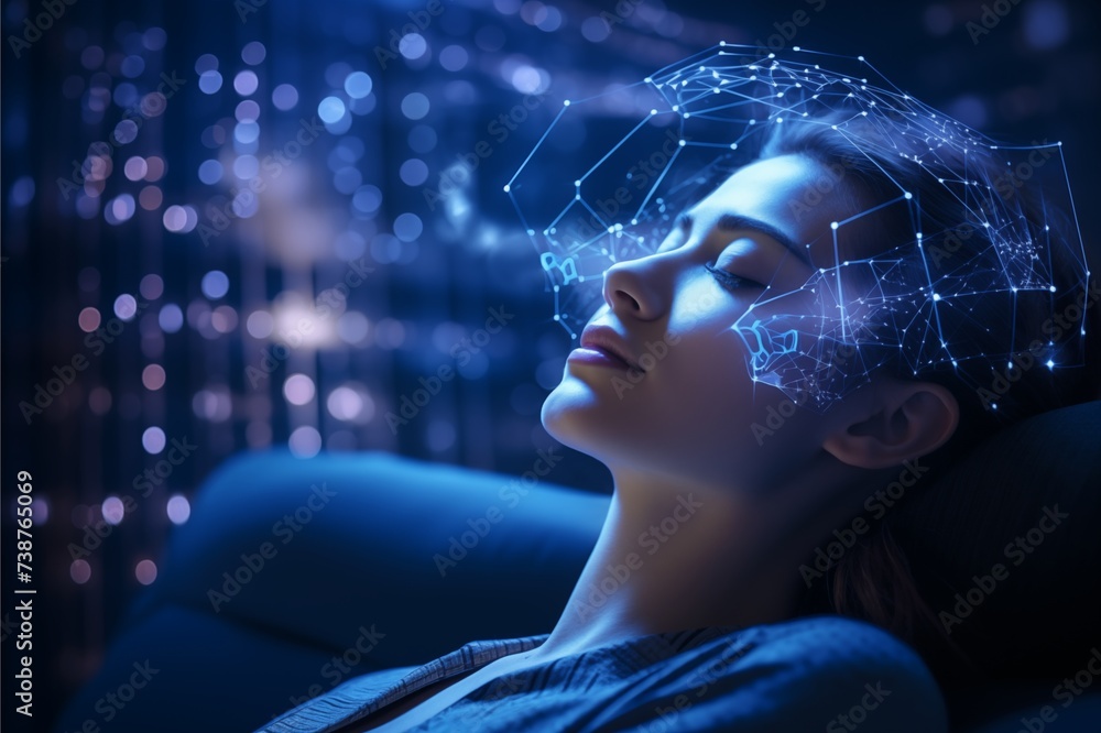 sleeping stage of a sleeping person to see the brain wave stage of ...