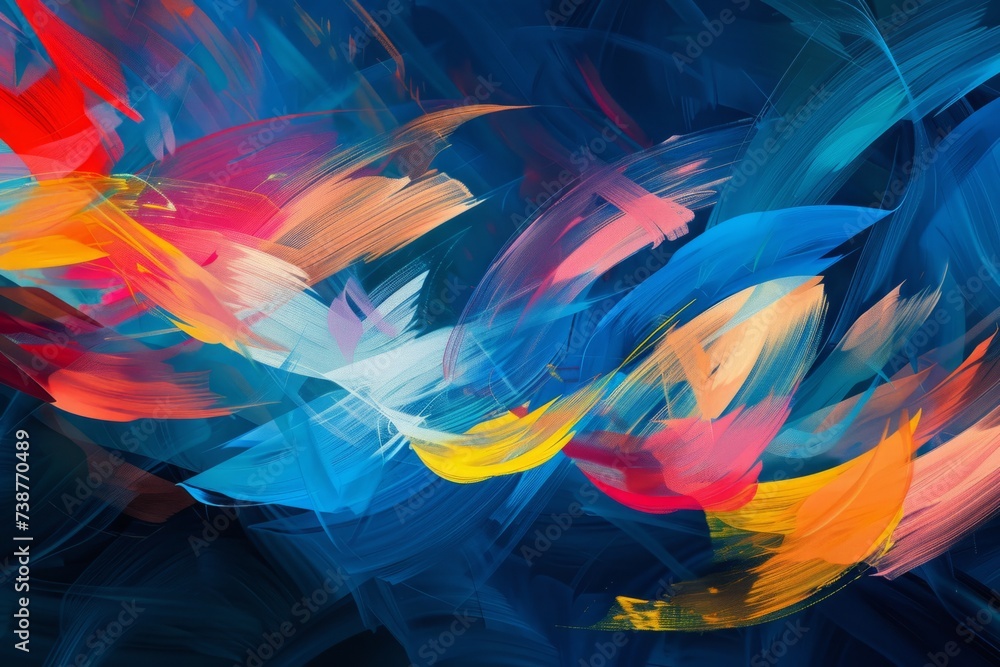 Colors of may, abstract background with waves in blue, pink, orange and ...