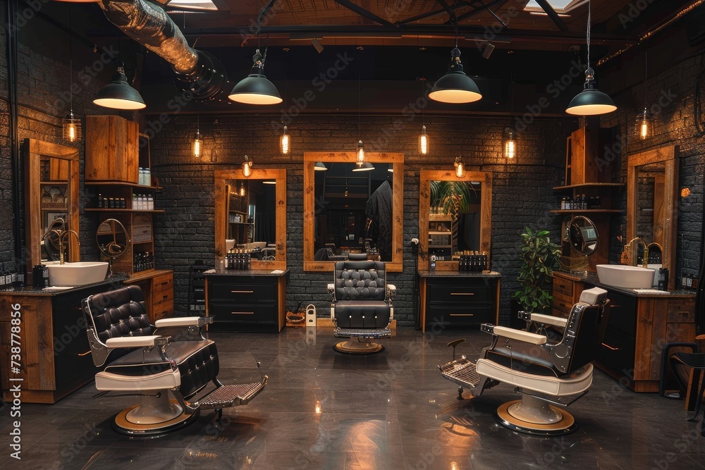 Amidst the cozy cabinetry and stylish interior design, a lone barber's ...