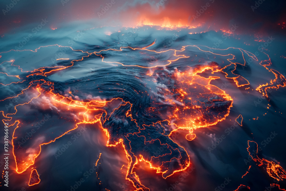 Volcanic map of China and Asia Stock Photo | Adobe Stock