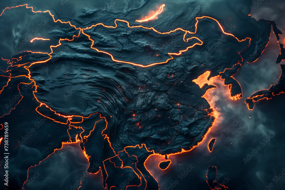 Volcanic map of China and Asia Stock Photo | Adobe Stock