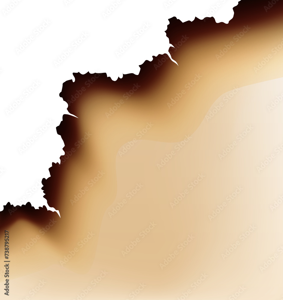 Burnt paper hole, page edges and corner. 3d with realistic fire flame ...
