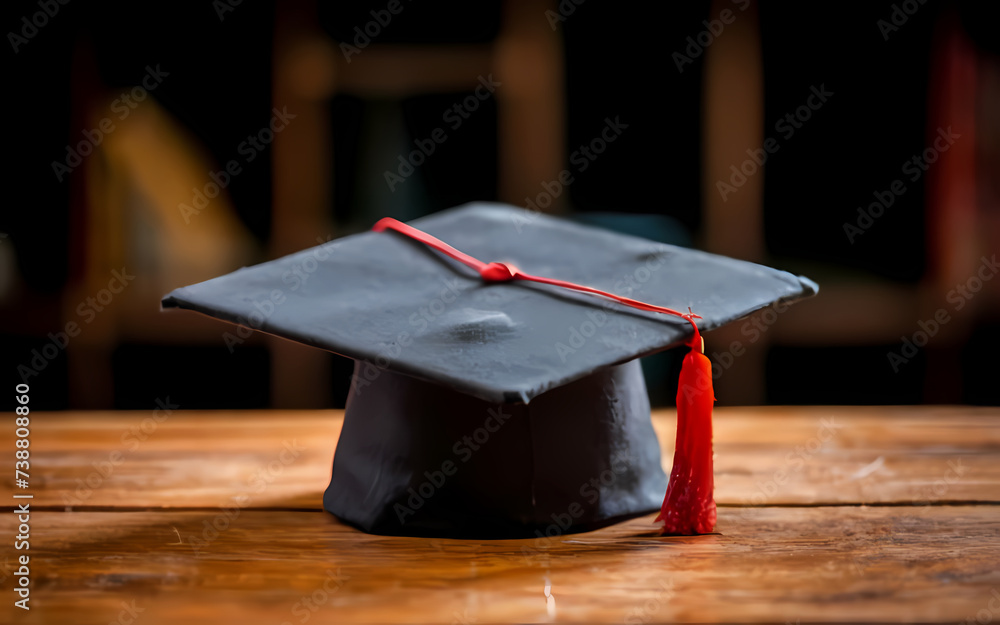 a classic university graduation hat, also known as a mortarboard ...