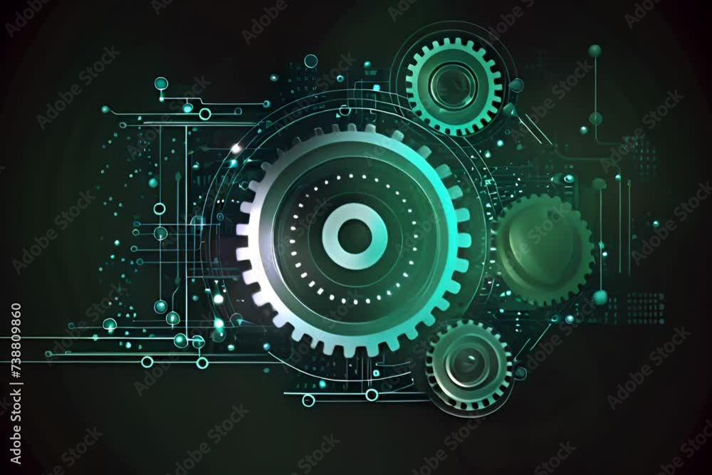 Abstract technology background with gear wheel. Digital innovation ...
