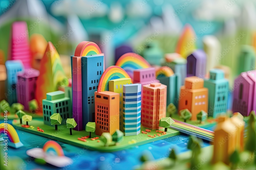 Vibrant urban scene reflecting diversity and inclusivity. Celebrating ...